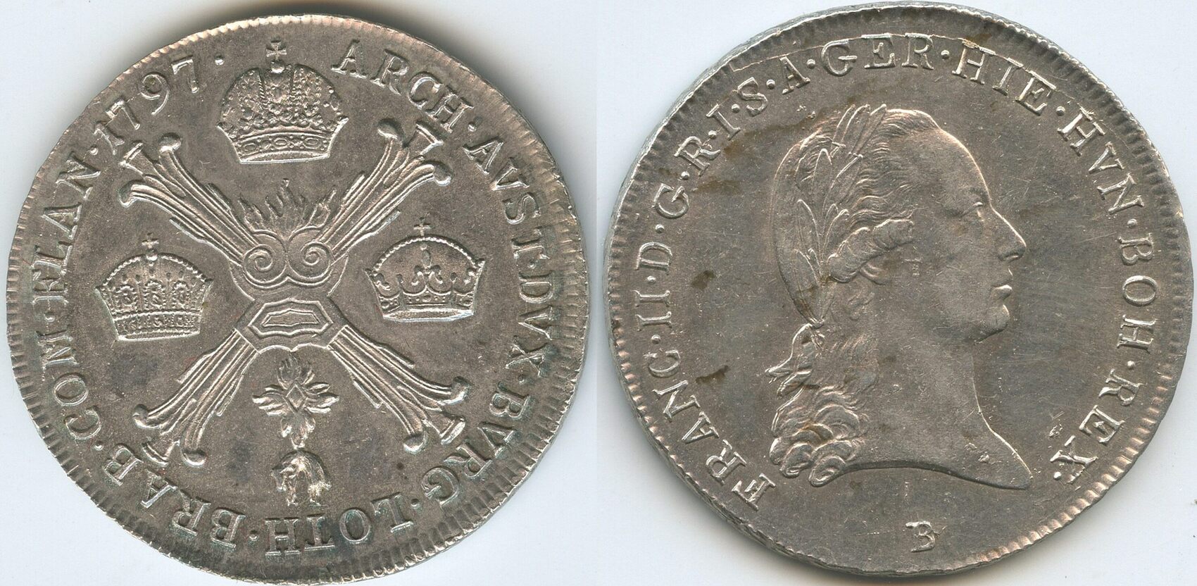 RDR Österreichische Niederlande Belgien 1/4 Kronentaler 1797 B GB1142 - Franz I. 1804-1835 ...