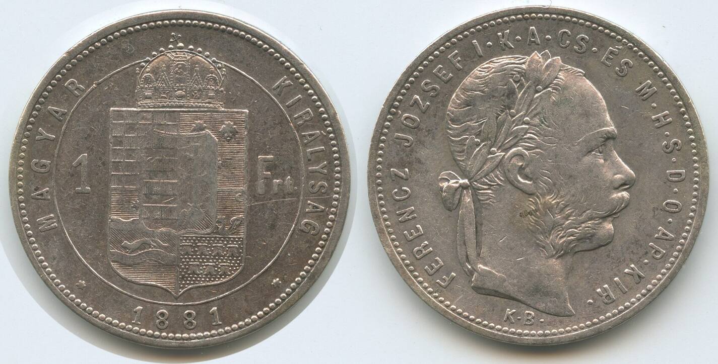 Ungarn Kaiserreich 1 Forint 1881 KB Kremnitz G5656 - Franz Joseph I. 1848-1916 Österreich ...
