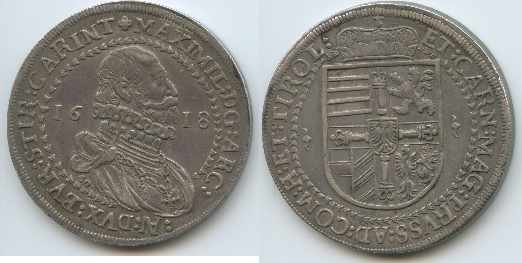 RDR Österreich Hall in Tirol 1 Taler 1618 GB1249 - Maximilian III. 1602 ...