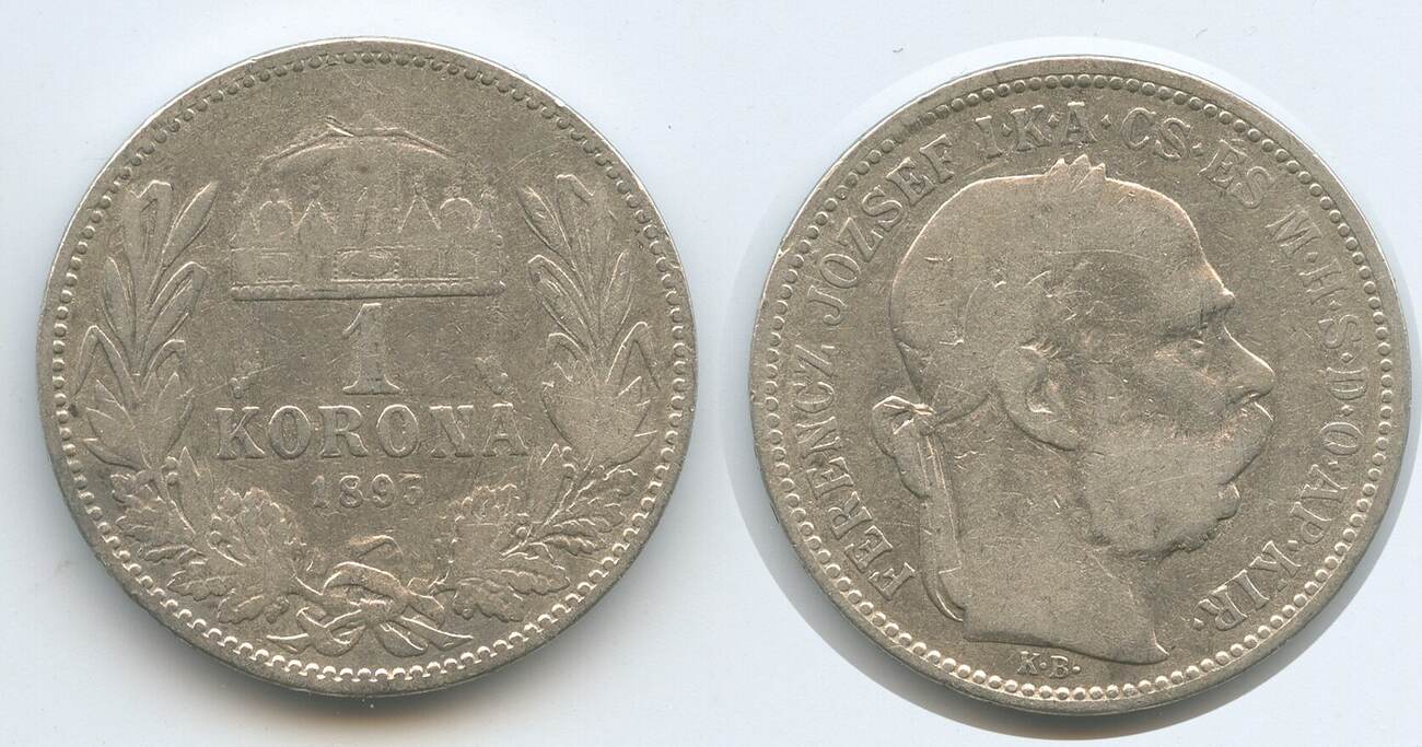 Ungarn Kaiserreich 1 Korona 1895 KB Kremnitz G5744 - Kaiser Franz Joseph I. 1848-1916 Hungary F ...