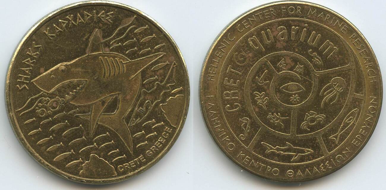 Griechenland Kreta Medaille Souvenir Token nd. GX1090 - Crete Sharks ...