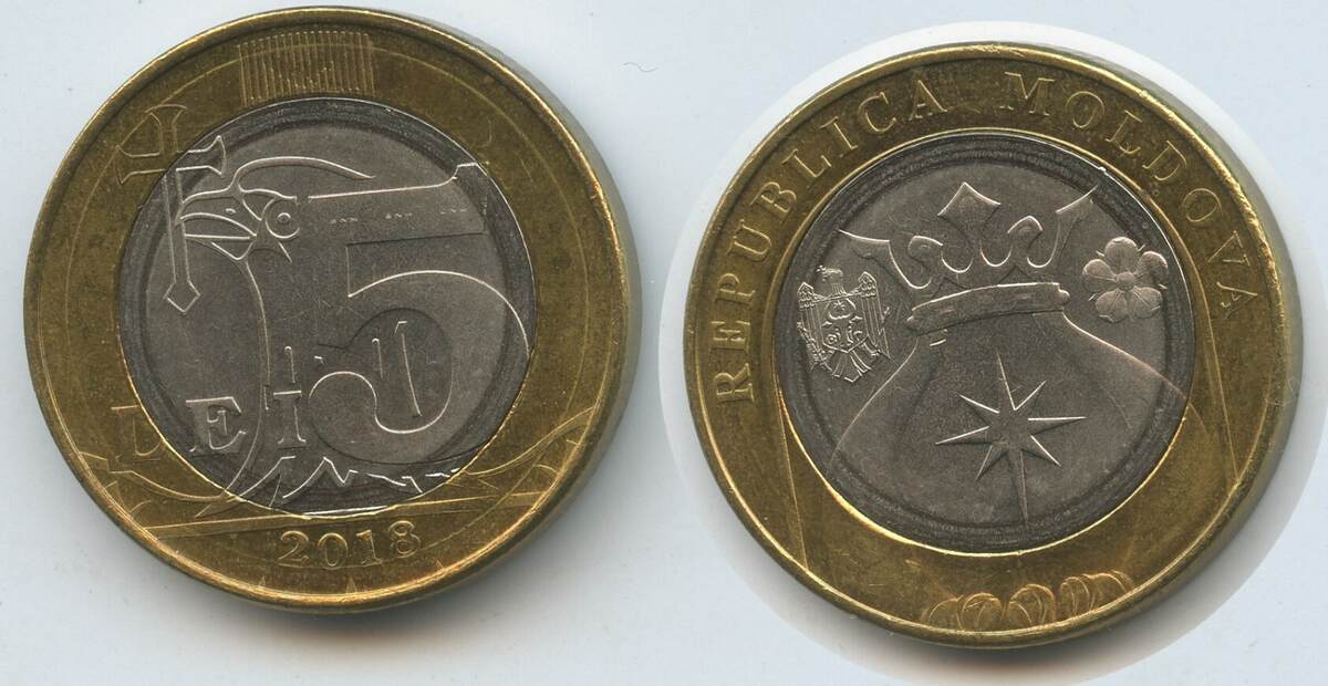 Moldawien 5 Lei 2018 G12636 - Moldavia Moldavian Bull's Head Capul de ...