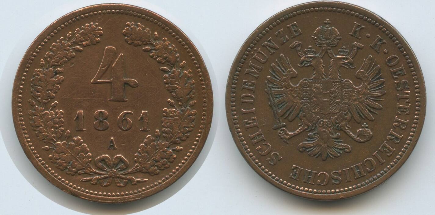 Österreich Kaiserreich 4 Kreuzer 1861 A Wien G5370 - Franz Joseph I ...