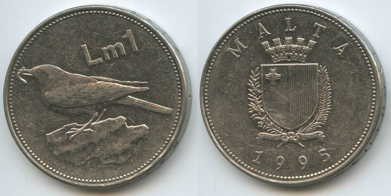 Malta 1 Lira 1995 G3174 - Merill bird (Drossel) EF | MA-Shops