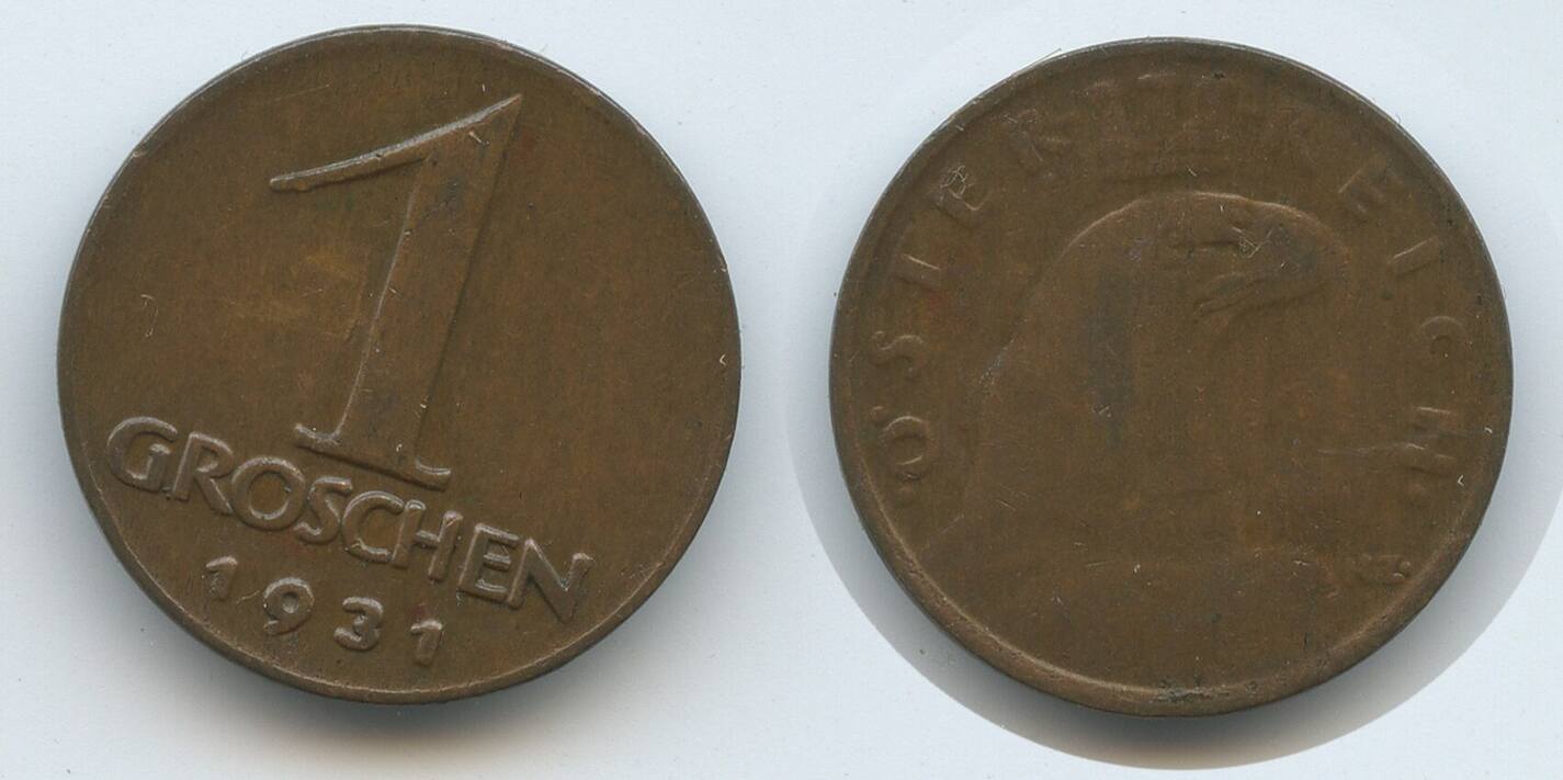 Österreich 1 Groschen 1931 G4217 - RAR 1.Republik 1918-1938 Austria ...