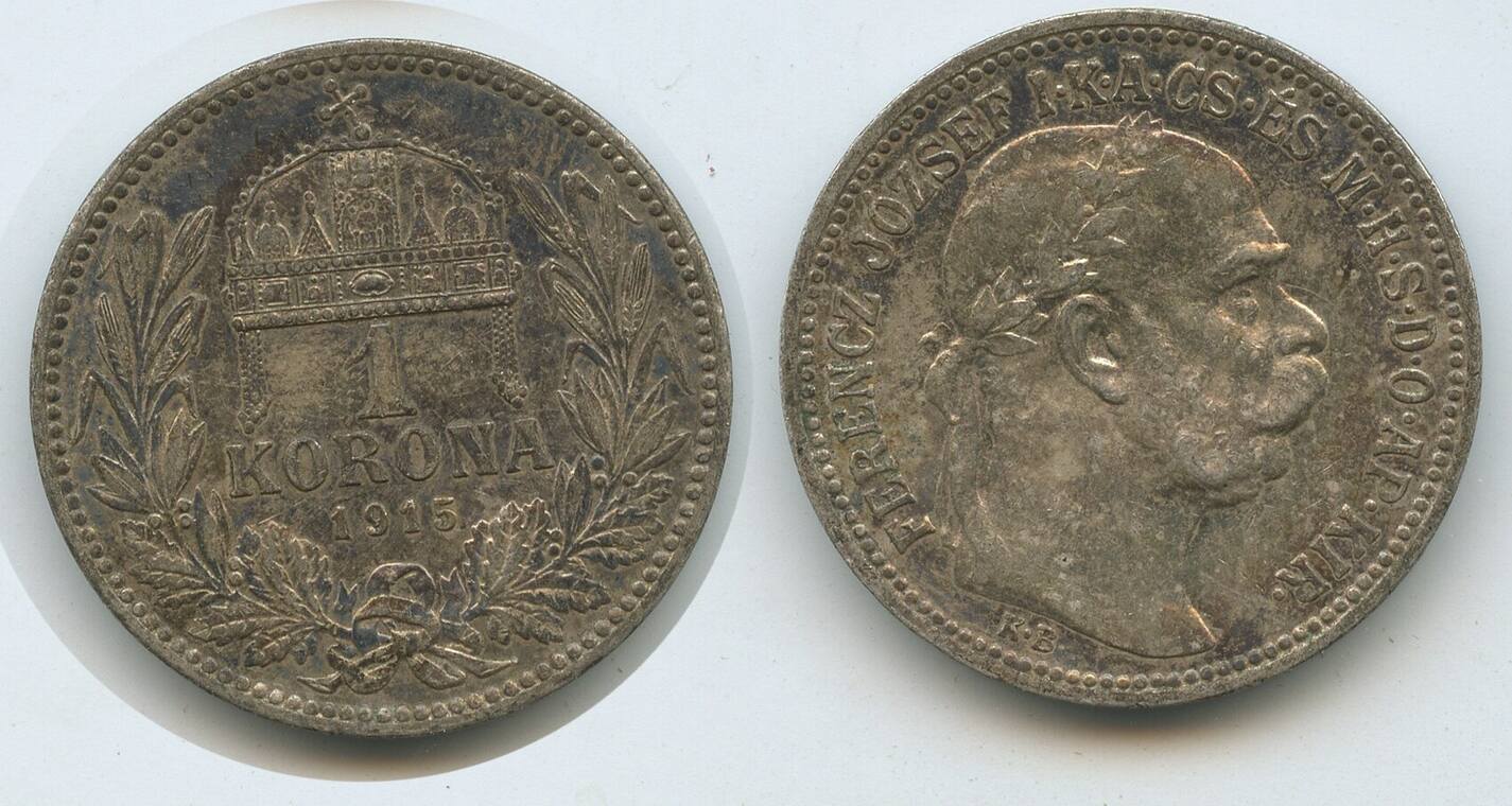 Ungarn Kaiserreich 1 Korona 1915 KB Kremnitz G5694 - Kaiser Franz Joseph I. 1848-1916 Hungary EF ...
