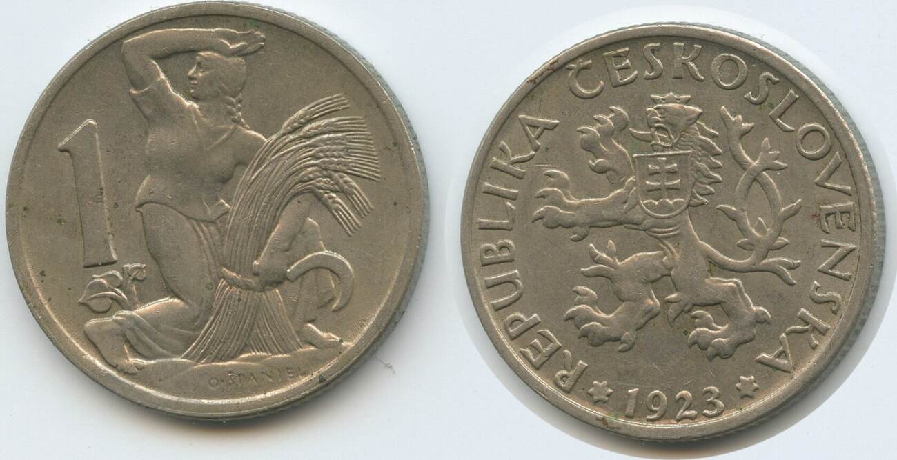 Tschechoslowakei 1 Koruna 1923 G0568 - Czechoslovakia Czechoslovak ...