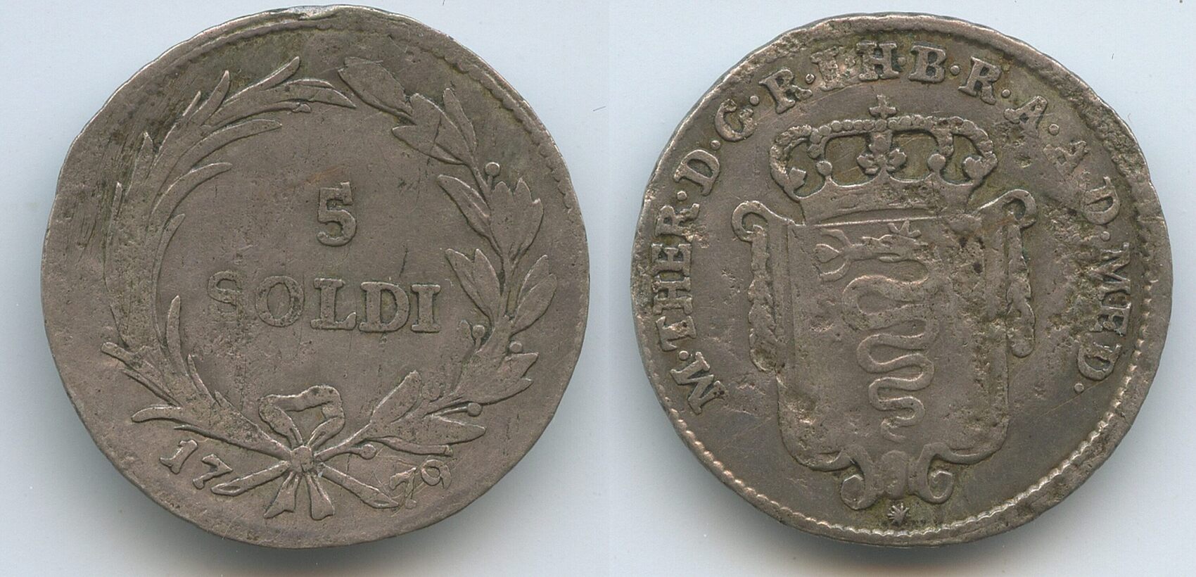 Italien Mailand RDR Österreich 5 Soldi 1779 H0453 - SEHR RAR Maria ...