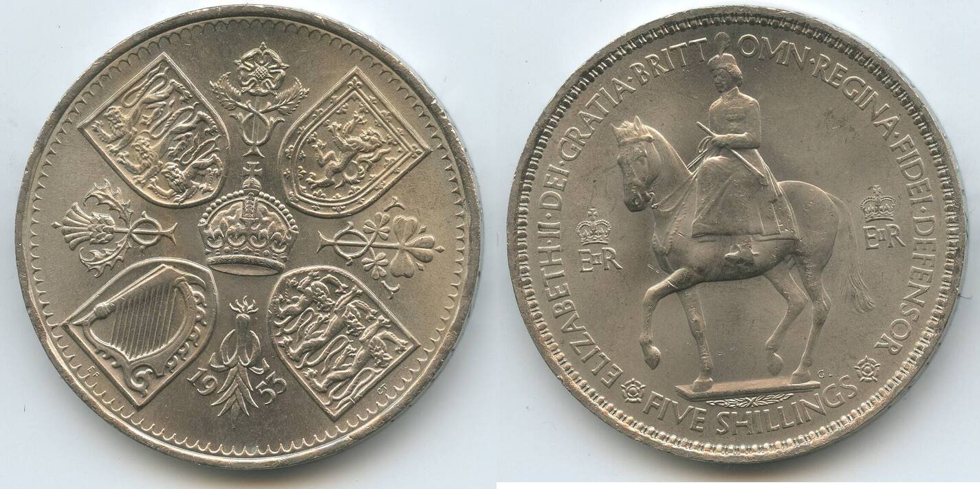 Großbritannien United Kingdom One Crown (5 Shillings) 1953 GS415 ...