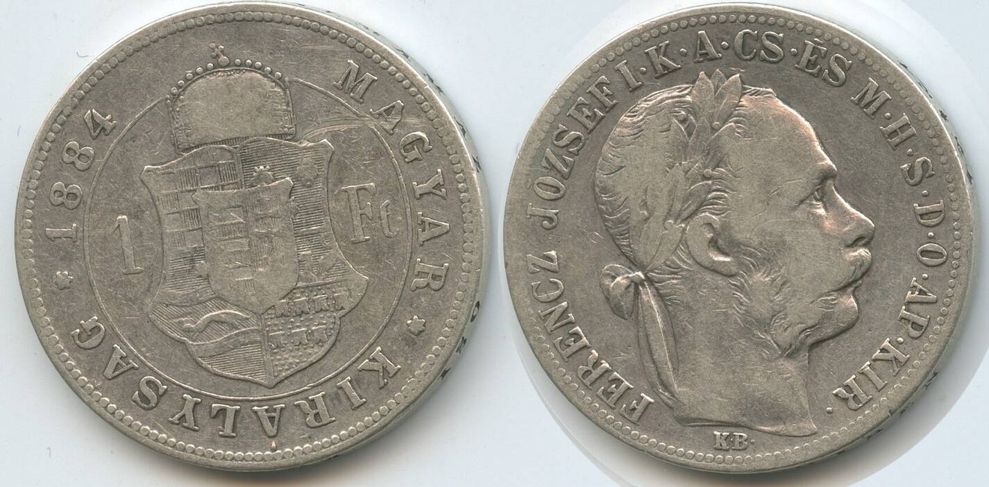 Ungarn Kaiserreich 1 Forint Silber 1884 KB Kremnitz G5641 - Franz Joseph I. 1848-1916 Österreich ...