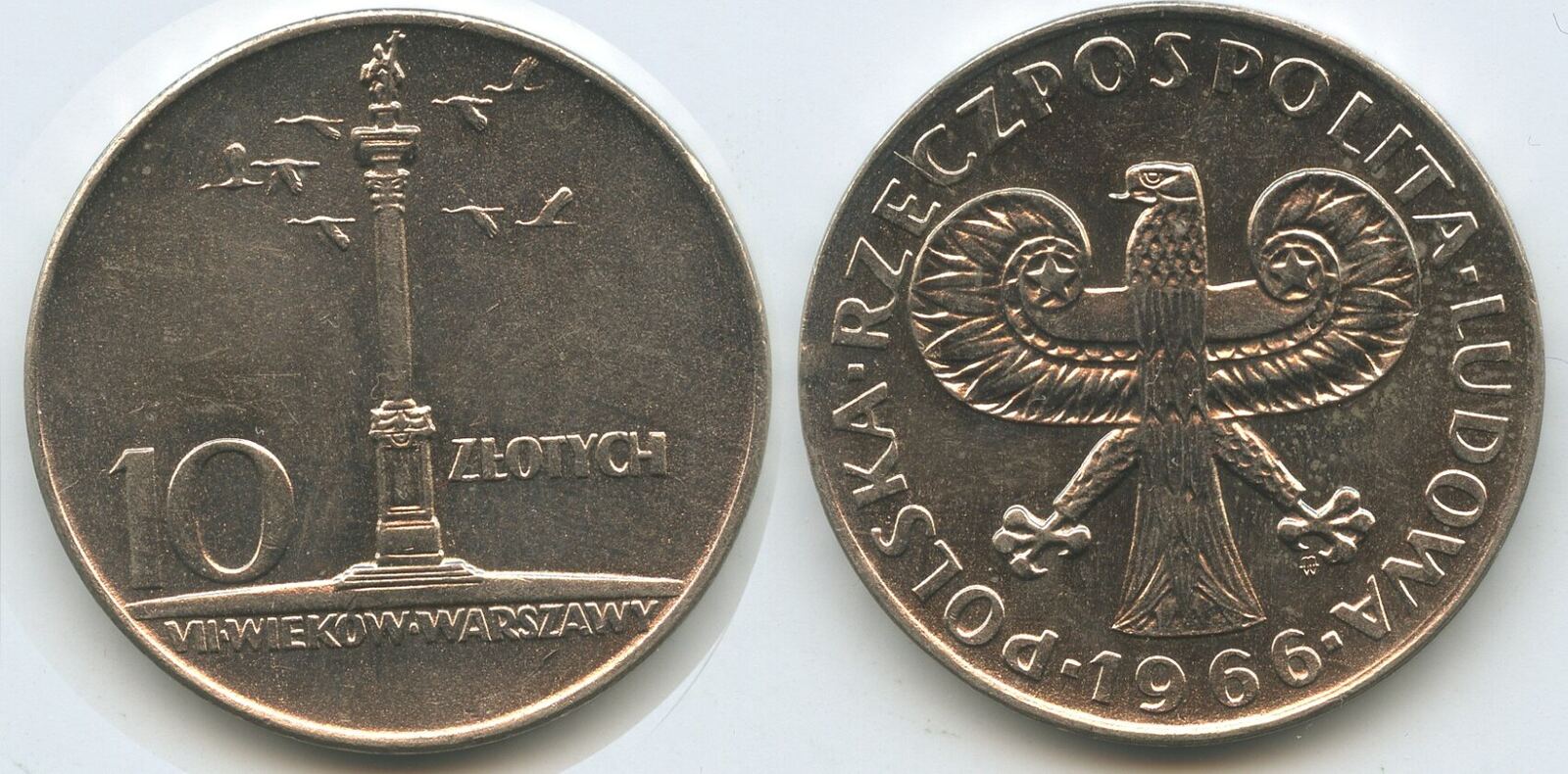 Polen 10 Zlotych (10 Zloty) 1966 G8775 - Sigismundsäule in Warschau SEHR RAR Polskich Poland ...