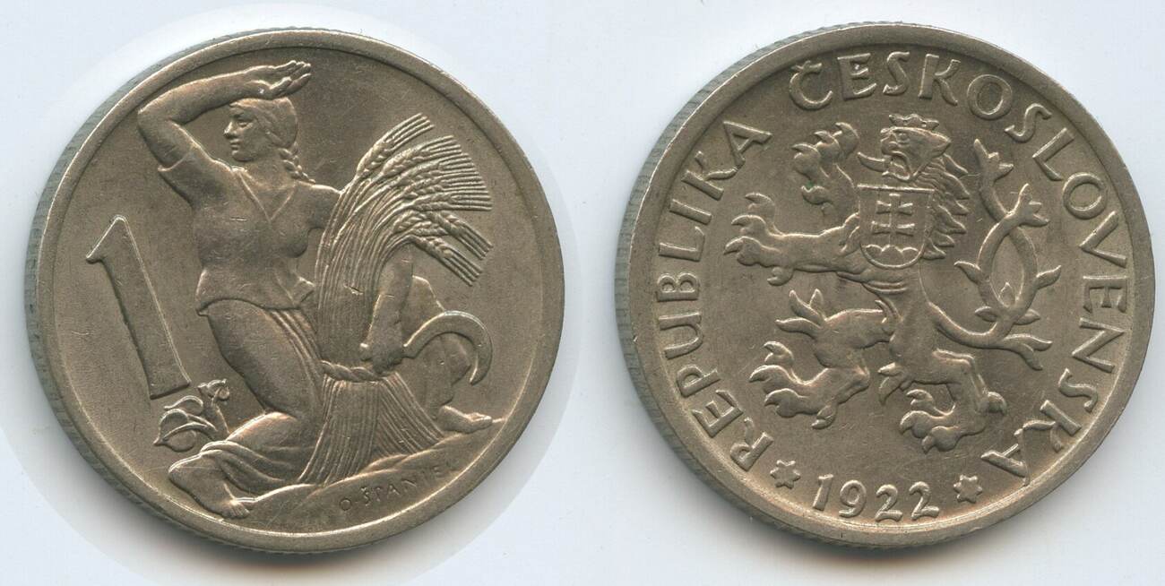 Tschechoslowakei 1 Koruna 1922 G15861 - Czechoslovakia Czechoslovak ...