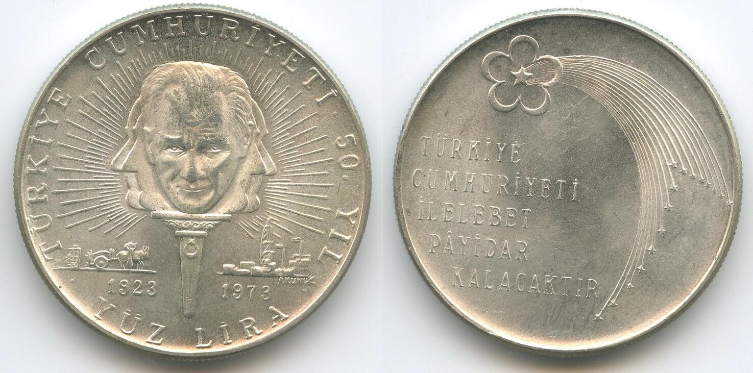 Türkei 100 Lira 1973 M#2034 - 50th Anniversary of Republic Turkey UNC ...