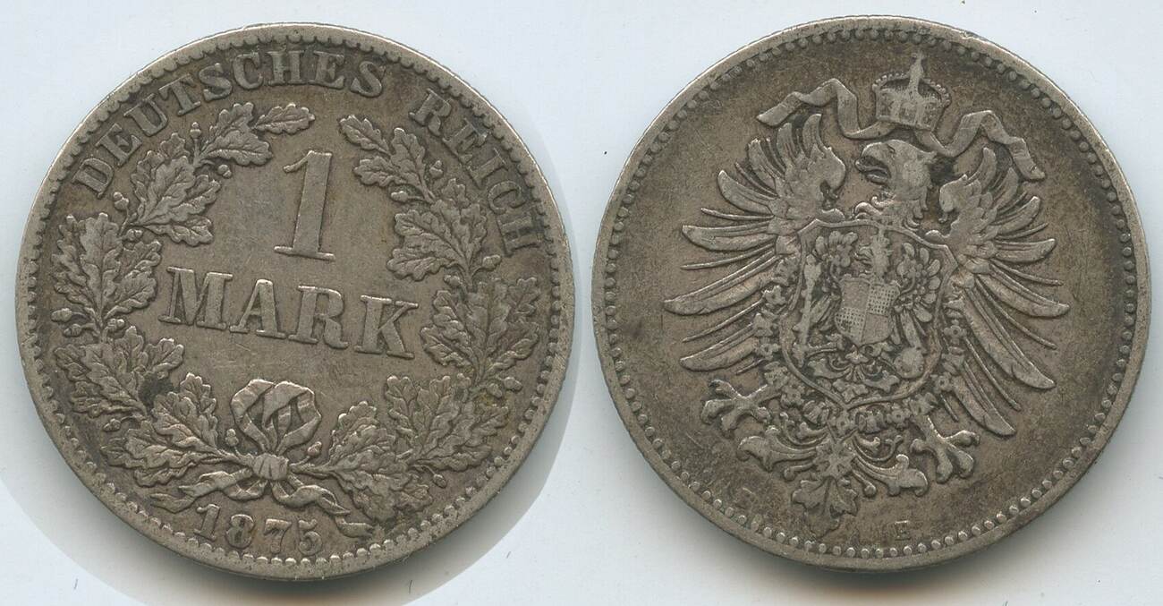 Deutsches Reich Kaiserreich 1 Mark Silber 1875 B Hannover G10558 - Wilhelm I. 1871-1888 Germany ...