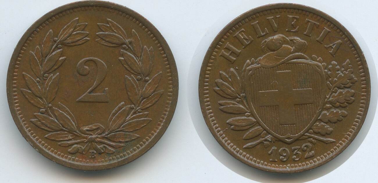 Schweiz Eidgenossenschaft 2 Rappen 1932 B Bern G16491 - Confédération Helvétique Switzerland EF ...