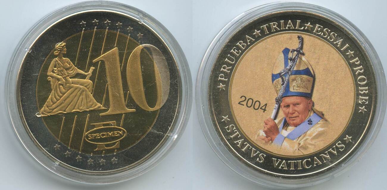 Vatikan Italien-Kirchenstaat 10 E Specimen Medaille 2004 GX157 - Papst Johannes Paul II. Status ...