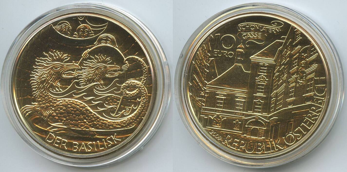 Österreich 10 Euro Silber vergoldet 2009 M#5054 - Schönlaterngasse Wien ...