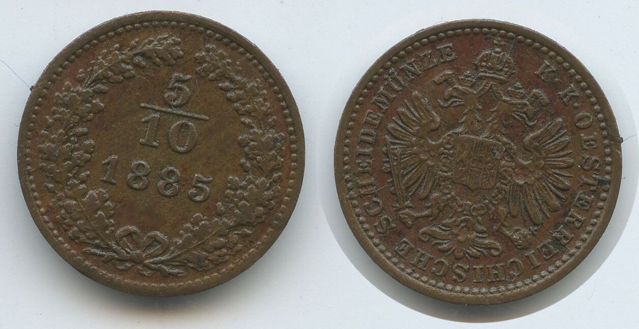 Österreich Kaiserreich 5/10 Kreuzer 1885 Wien G5110 - Franz Joseph I. 1848-1916 Austria EF | MA ...