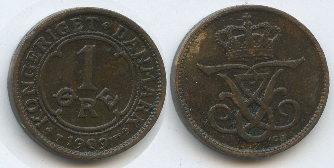 Dänemark 1 Öre (1 Øre) 1909 VBP♥GJ M#6166 - Frederik VIII. 1906-1912 ...