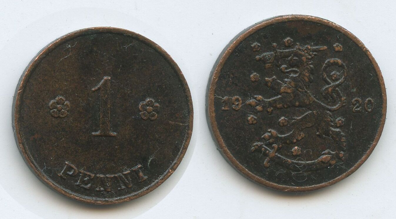 Finnland 25 Penniä 1920 G9760 - Suomen Tasavalta Finland Republic VF-EF ...