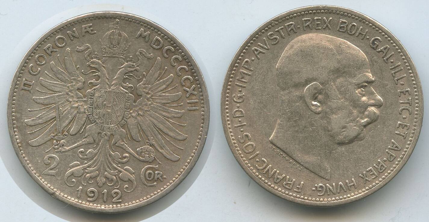 Österreich Kaiserreich 2 Corona (Kronen) Silber 1912 Wien G5738 - Franz ...