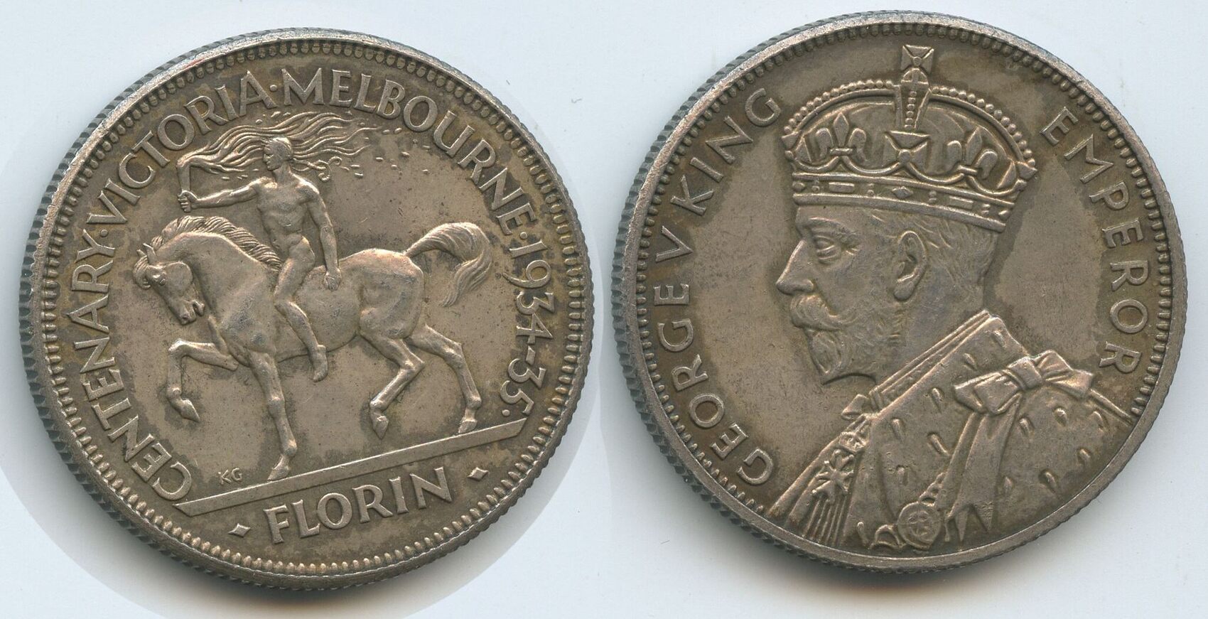 Australien One Florin Silber 1934-1935 H0087 - RAR Victoria Melbourne ...