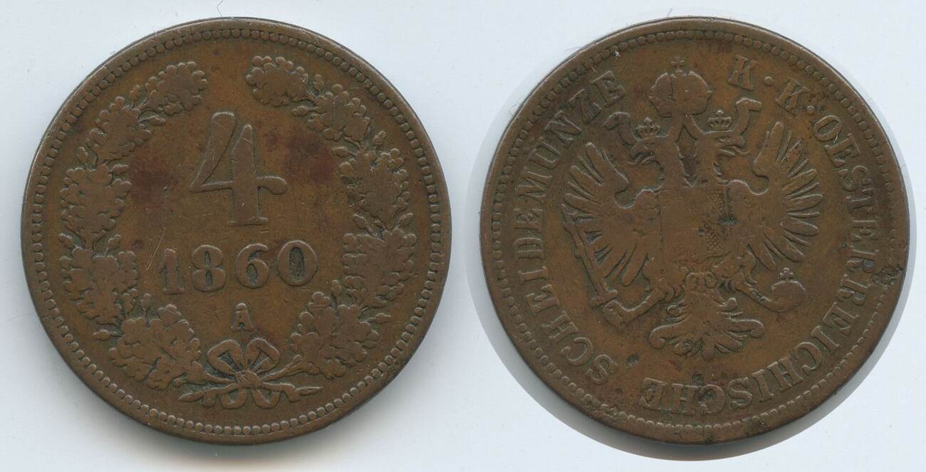 Österreich Kaiserreich 4 Kreuzer 1860 A Wien G5328 - Franz Joseph I. 1848-1916 Austria F | MA-Shops