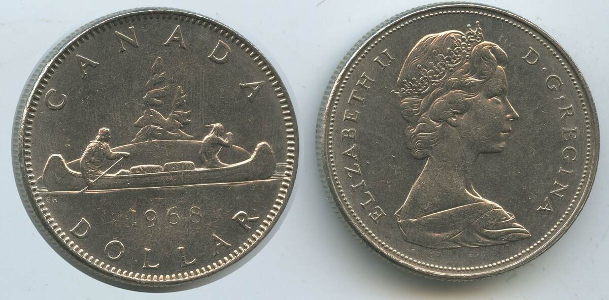 Kanada 1 Dollar 1968 G6456 - Indianer Pelzhändler Kanu Elizabeth II ...