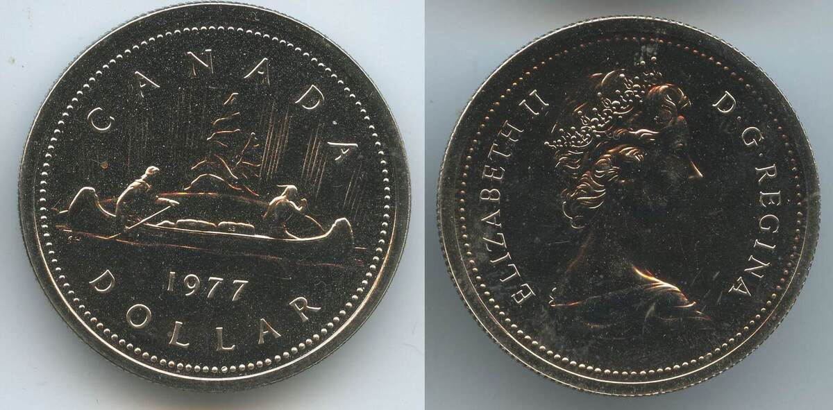 Kanada 1 Dollar 1977 G6459 - Indianer Pelzhändler Kanu Elizabeth II ...