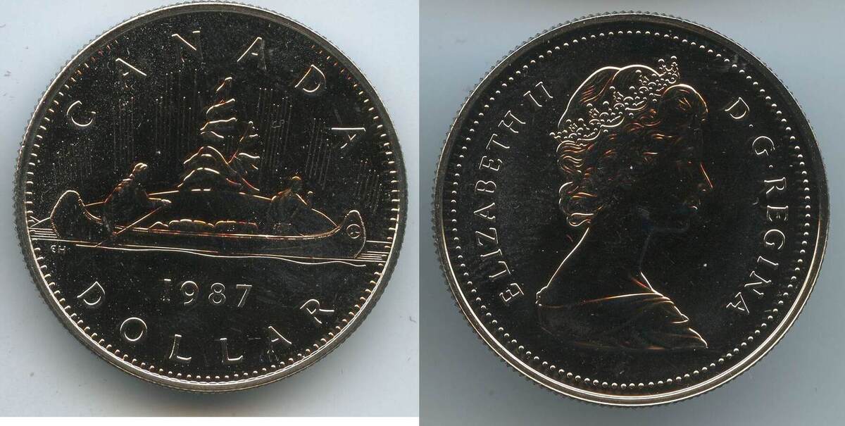 Kanada 1 Dollar 1987 G6458 - Indianer Pelzhändler Kanu Elizabeth II ...