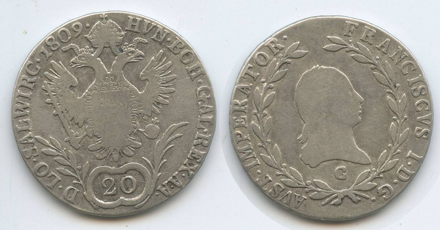 Österreich 20 Kreuzer Silber 1809 C Prag H0761 - Franz II. 1792-1835 Austria F-VF | MA-Shops