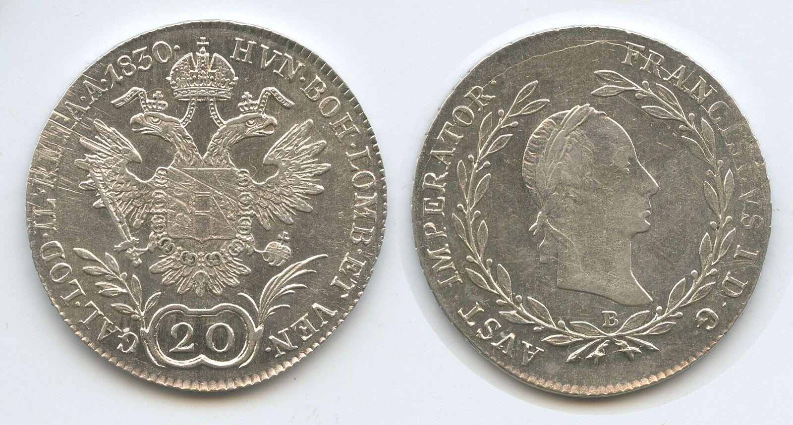 RDR Österreich 20 Kreuzer Silber 1830 B Kremnitz H0884 - Franz II. 1792-1835 Austria Fast ...