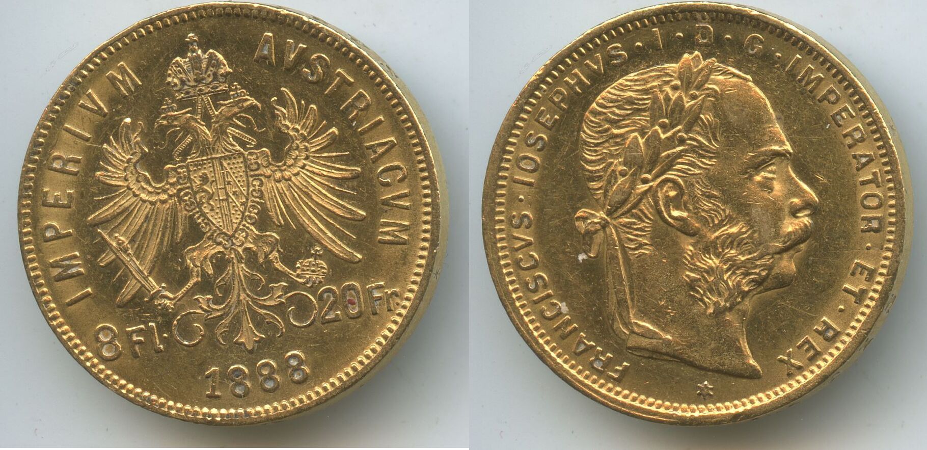 Österreich Kaiserreich Wien 8 Gulden (8 Florins, 20 Francs) Gold 1888 M ...