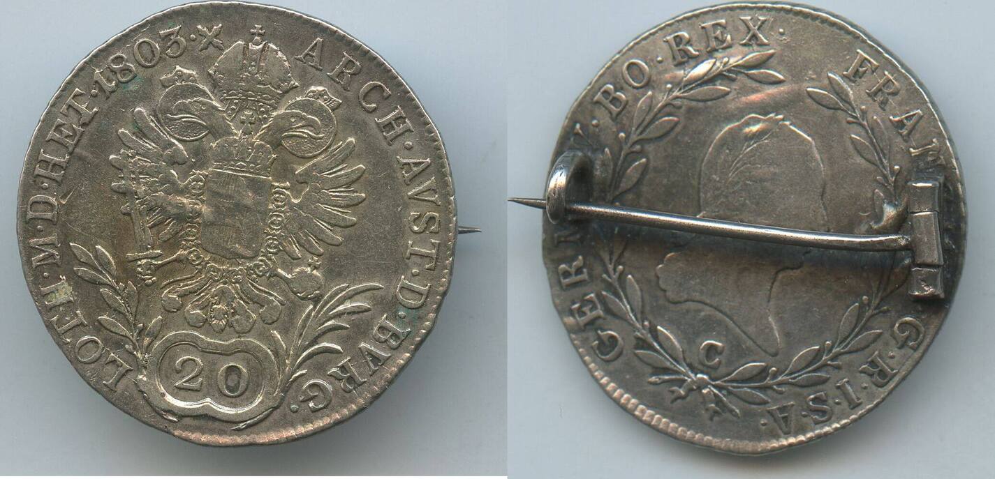 Österreich Böhmen Prag 20 Kreuzer Silber 1803 C M#3362 - Franz II. 1792-1835 Bohemia Austria VF ...