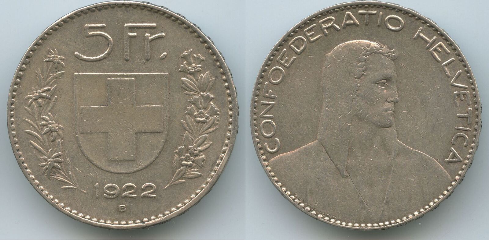 Schweiz Eidgenossenschaft 5 Franken 1922 B Bern M#2097 - Alphirt Confédération Helvétia ...