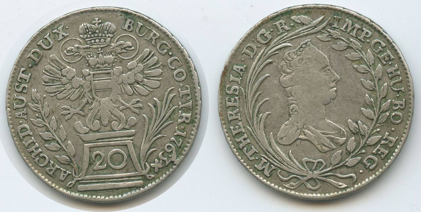 RDR Österreich 20 Kreuzer Silber 1765 Wien M#3351 - Maria Theresia 1740 ...