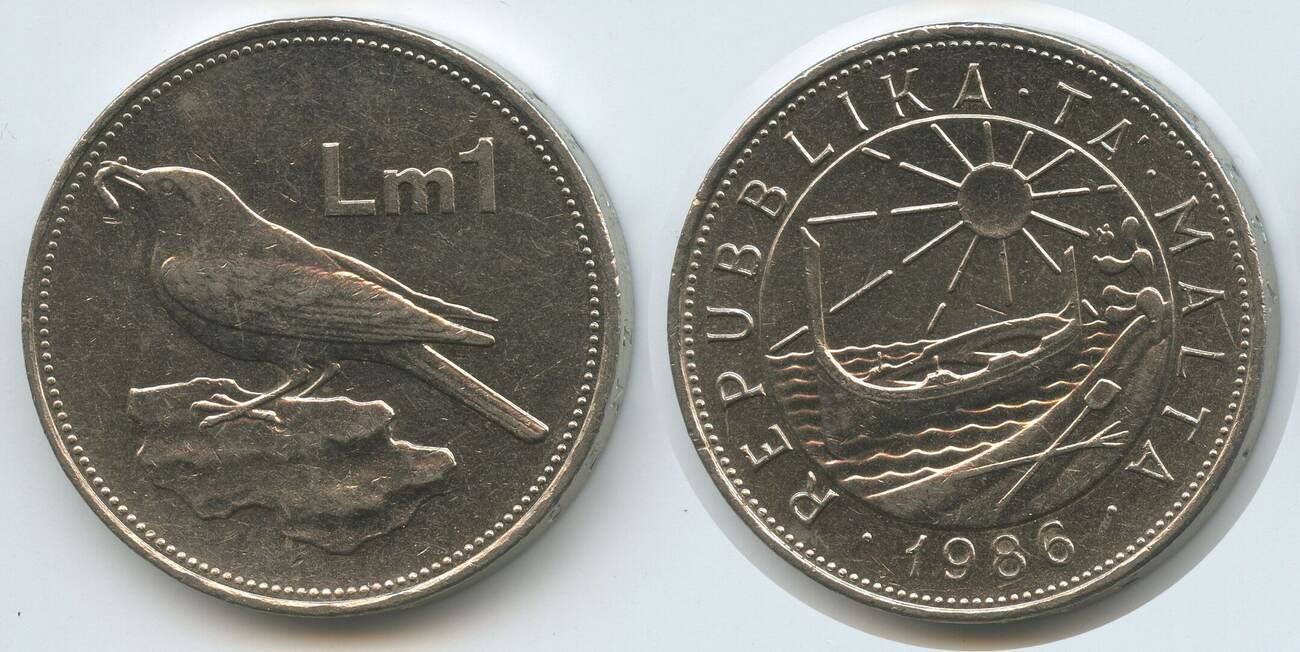 Malta 1 Lira 1986 G3180 - Drossel Merill bird EF | MA-Shops