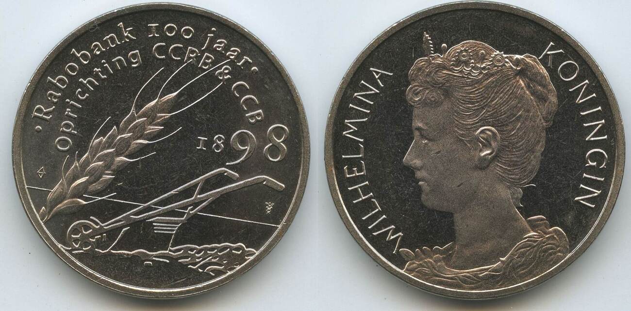 Niederlande Medaille 1898-1998 G13437 - Rabobank 100 Jaar Oprichtingsjaar CCRB & CCB - Köningin ...