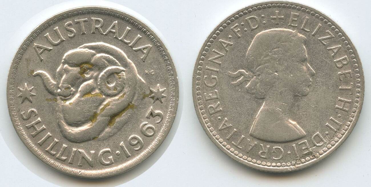 Australien One Shilling Silber (1 Shilling) 1963 H1472 - Widder Queen ...