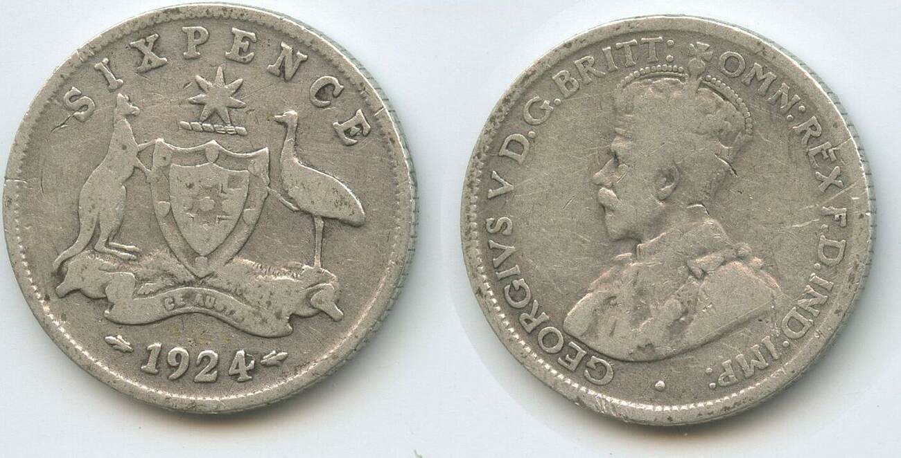Australien Six Pence (6 Pence) Silber 1924 M#6248 - George V. 1910-1936 ...