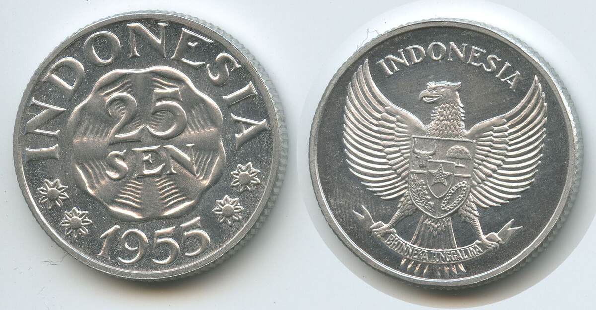 Indonesien 25 Sen 1955 G6298 - Indonesia Republic Fast unzirkuiert | MA ...