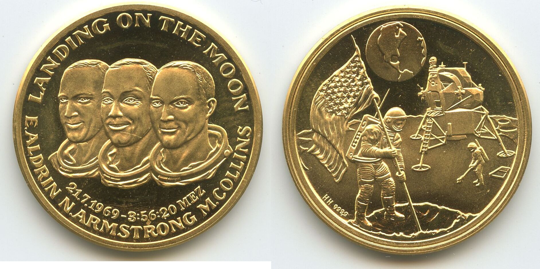 USA Mondlandung Goldmedaille M#5543 - RAR Landing on the Moon Apollo 11 ...