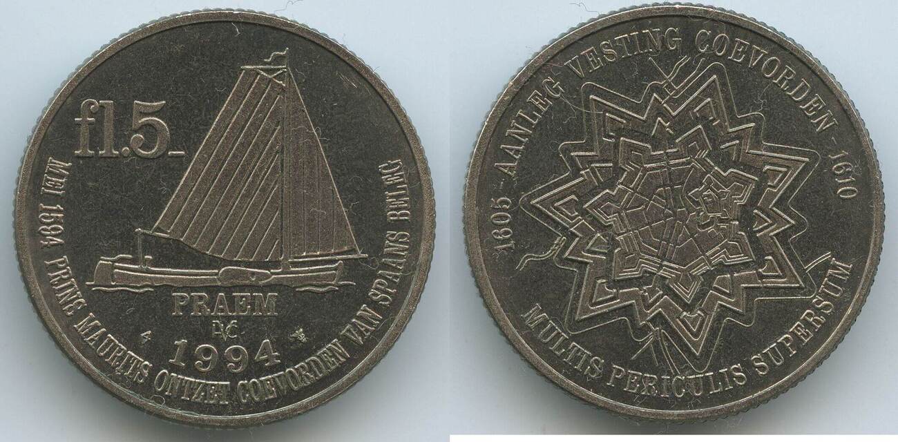 Niederlande Medaille 5 Florin 1994 G13376 - 1605 Aanleg vesting ...