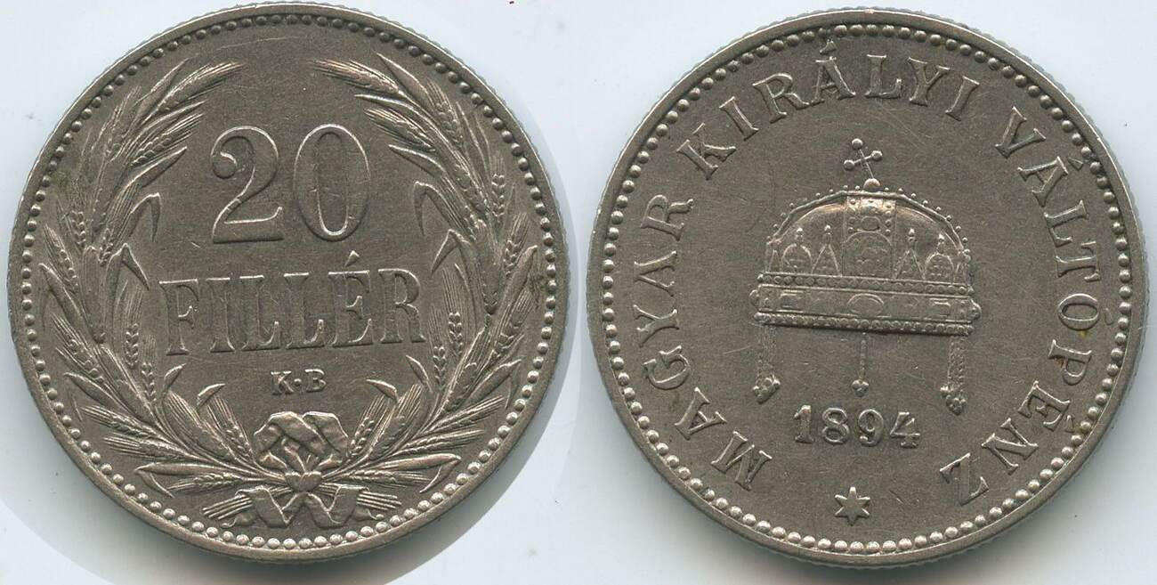 Ungarn Magyar Királyi Váltó Kaiserreich Österreich 20 Filler 1894 KB Kremnitz G14995 - Franz ...