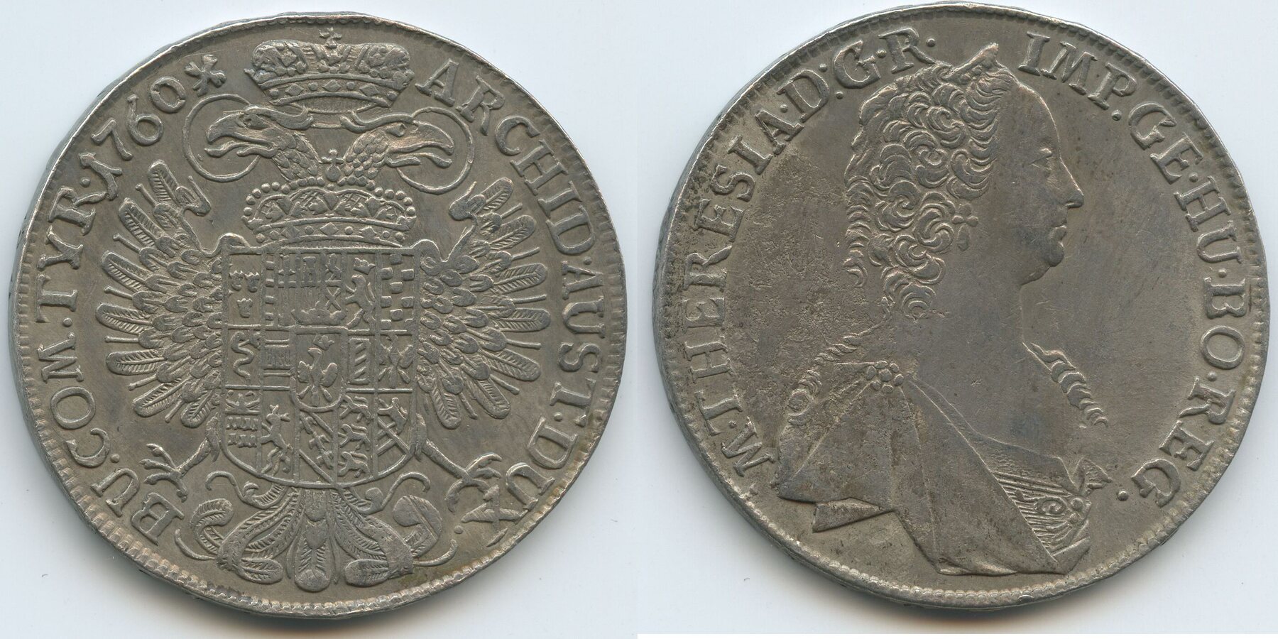 RDR Österreich Hall in Tirol 1 Taler Silber 1760 GB1307 - Maria ...