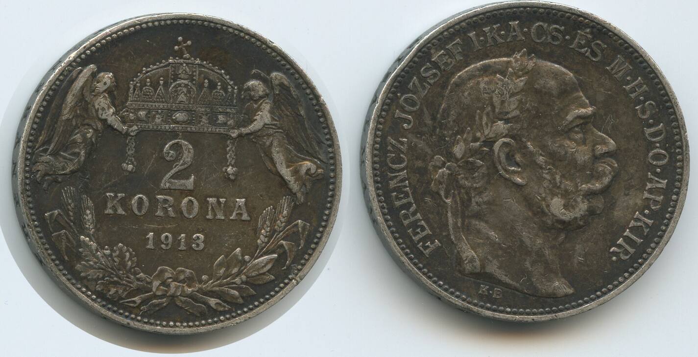Ungarn Kaiserreich Österreich 2 Korona Silber 1913 KB Kremnitz G5674 - Franz Joseph I. 1848-1916 ...