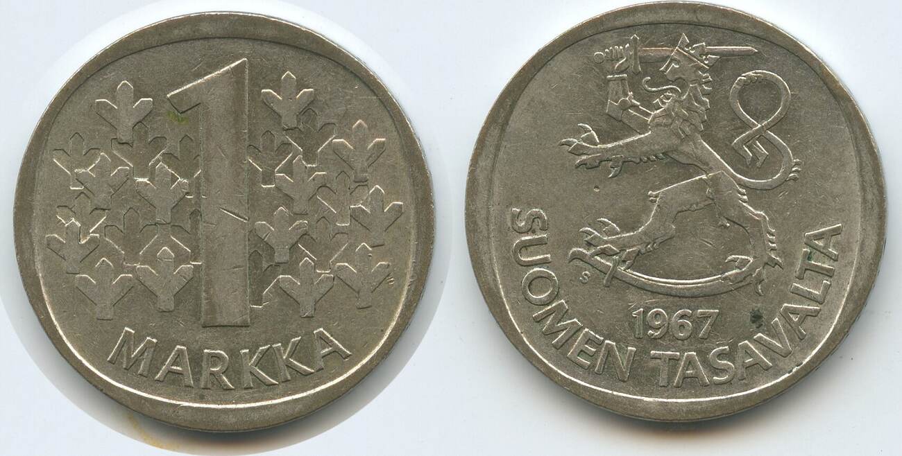 Finnland 1 Markka Silber 1967 S G13900 - Suomen Tasavalta Finland EF ...