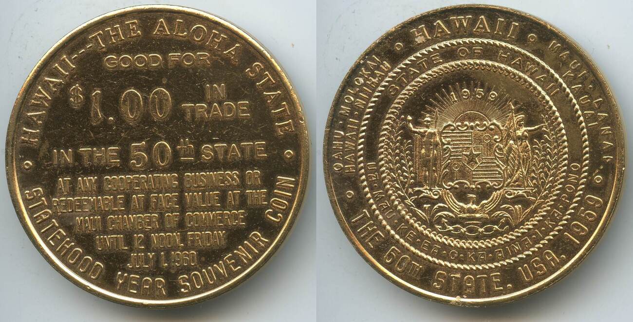 Vereinigten Staaten von Amerika Hawaii 1 Dollar Statehouod Year ...