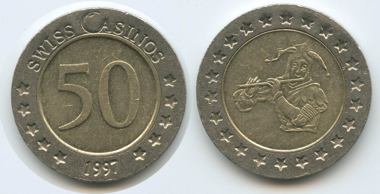 Schweiz Eidgenossenschaft Casino Chip Spielmarke Jeton Token 1997 G13305 - Swiss Casinos ...