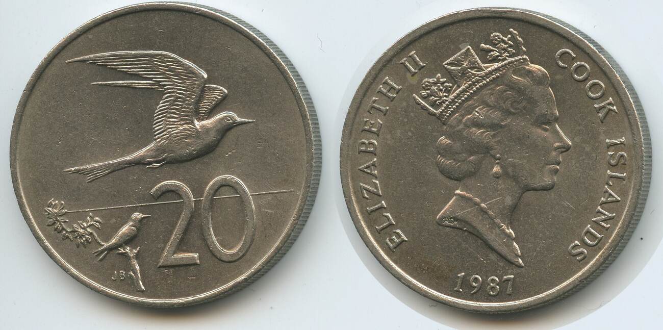 Cook Inseln 20 Cents 1987 G12417 - Australseeschwalbe Fairy Terns ...